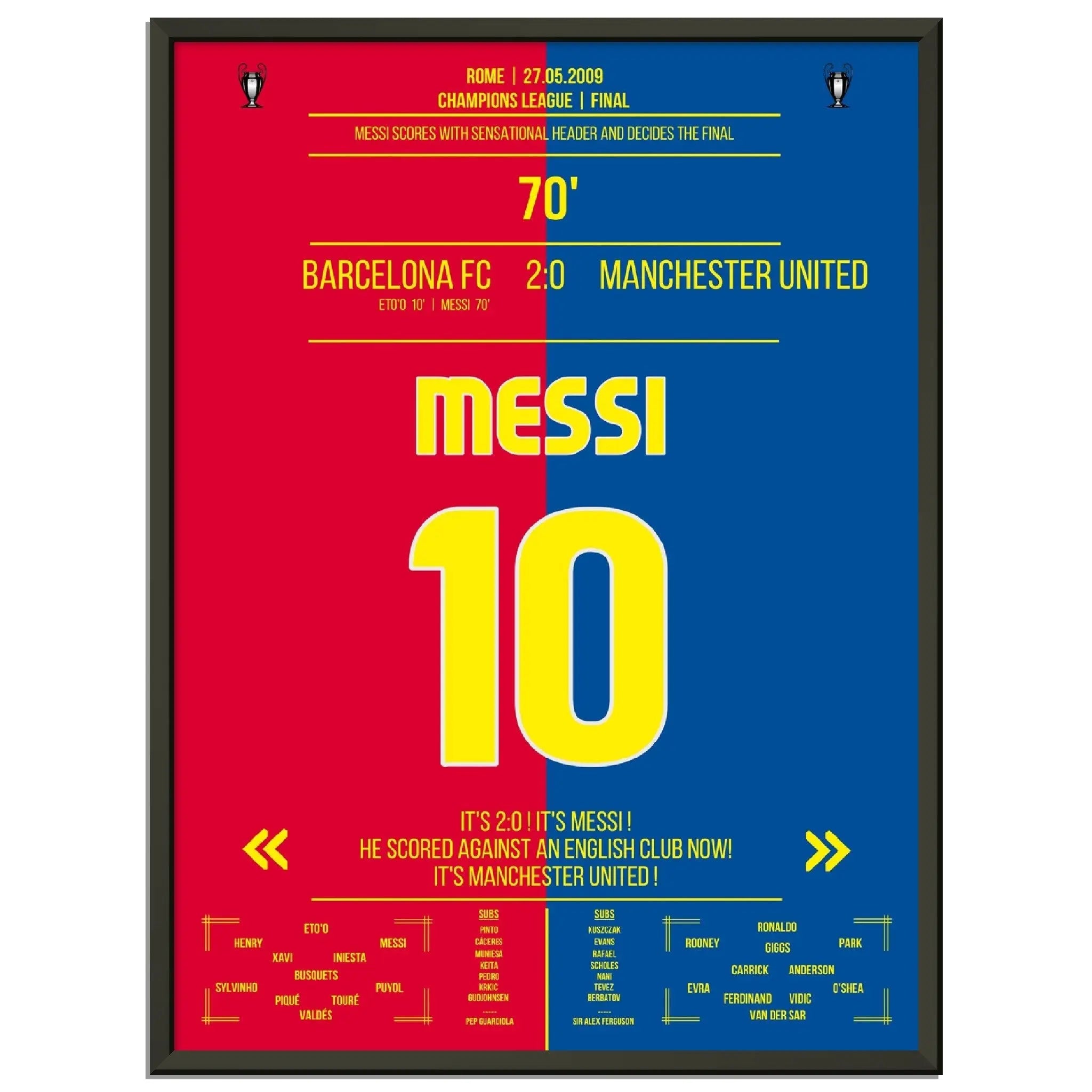 Messi's header goal in the 2009 Champions League final – MomentsOfFame